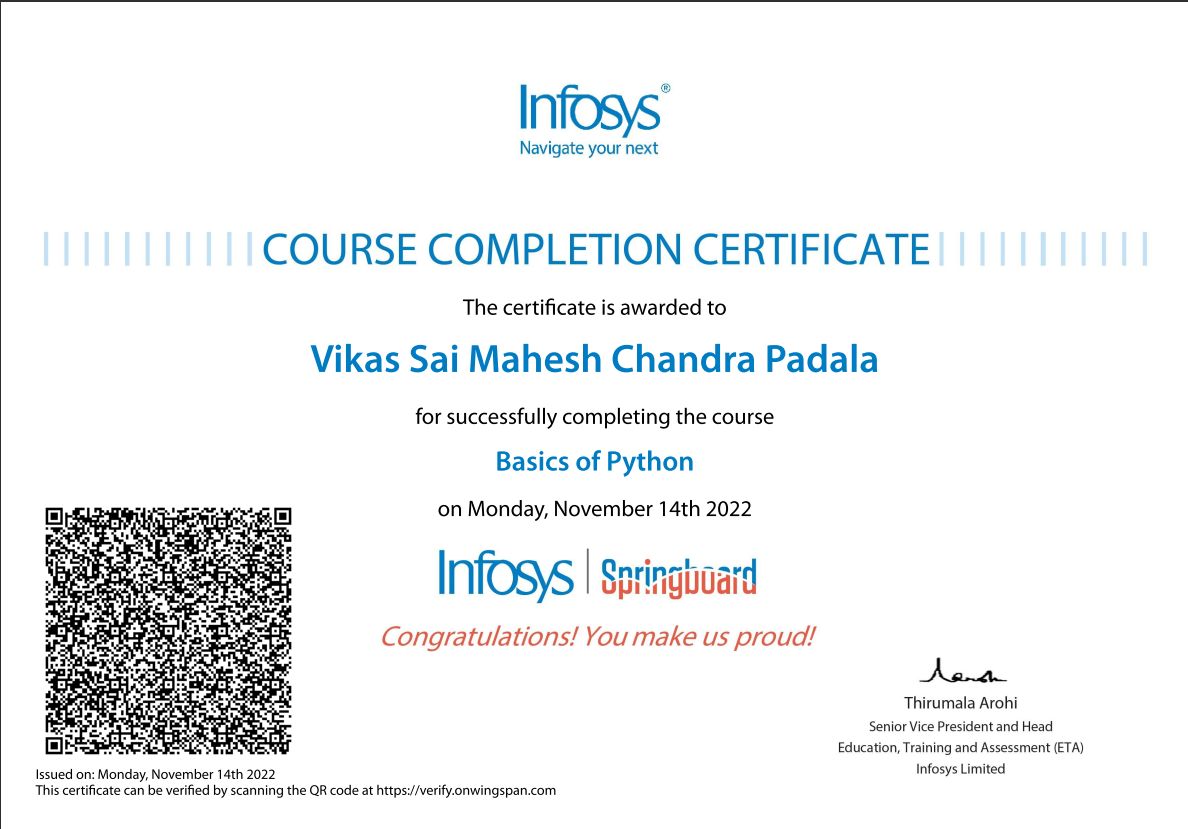Vikas Padala on LinkedIn: #infosys #infosysspringboard #nxtwave #ccbp # ... Vikas Padala on LinkedIn: #infosys #infosysspringboard #nxtwave #ccbp # ...
