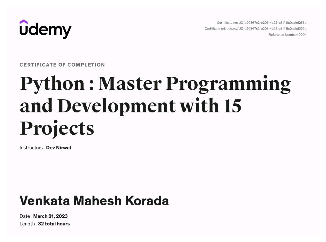 Venkata Mahesh Korada on LinkedIn: #python #programming Venkata Mahesh Korada on LinkedIn: #python #programming