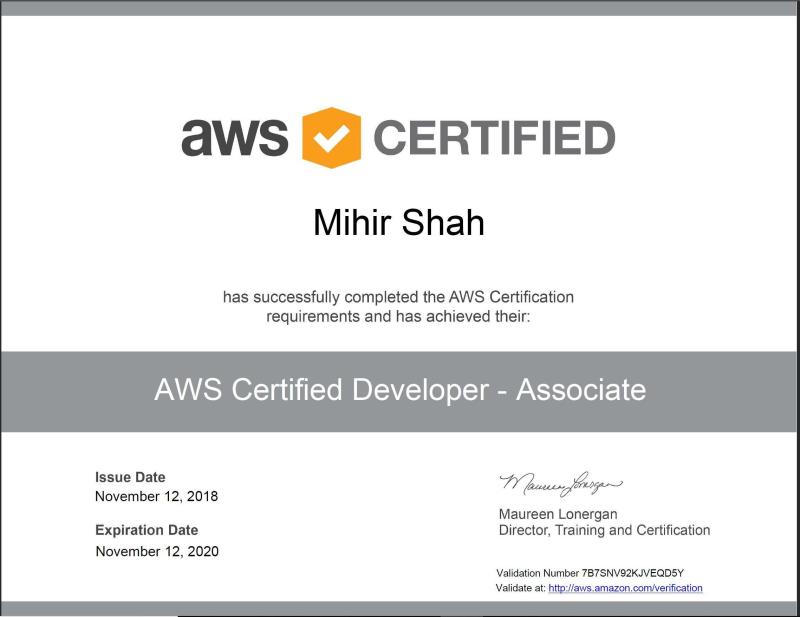 Mihir Shah on LinkedIn: #platformengineer #awsdeveloperassociatecertified Mihir Shah on LinkedIn: #platformengineer #awsdeveloperassociatecertified