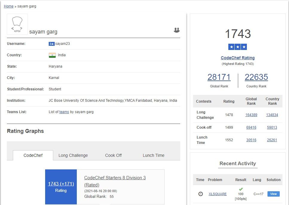 Sayam Garg on LinkedIn: #codechef Sayam Garg on LinkedIn: #codechef