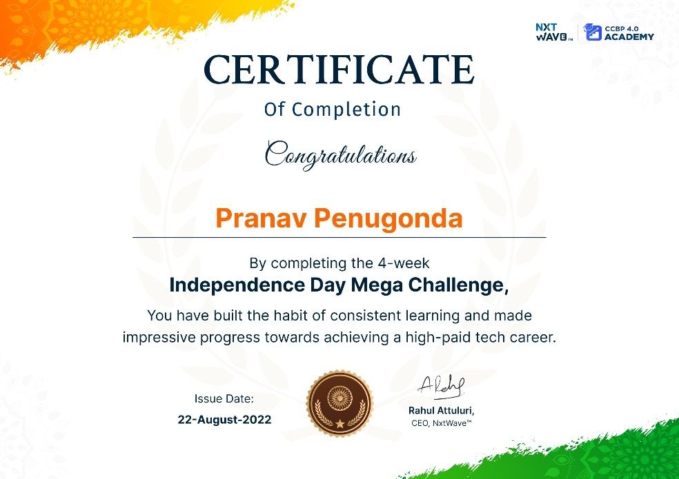 Penugonda Pranav on LinkedIn: #ccbp #ccbpian #nxtwave #rahulattuluri # ... Penugonda Pranav on LinkedIn: #ccbp #ccbpian #nxtwave #rahulattuluri # ...