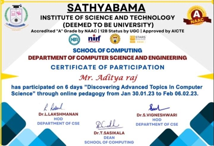 Aditya Raj on LinkedIn: Certificate of participation Aditya Raj on LinkedIn: Certificate of participation