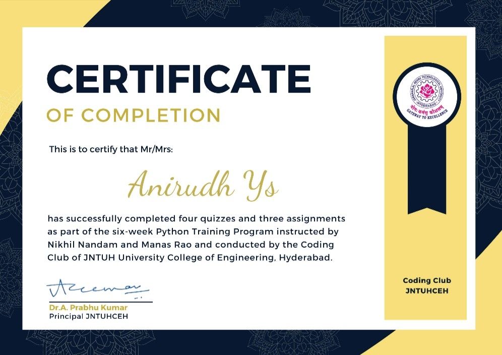 Sai Anirudh Yellapragada on LinkedIn: first certificate from jntuhceh ... Sai Anirudh Yellapragada on LinkedIn: first certificate from jntuhceh ...