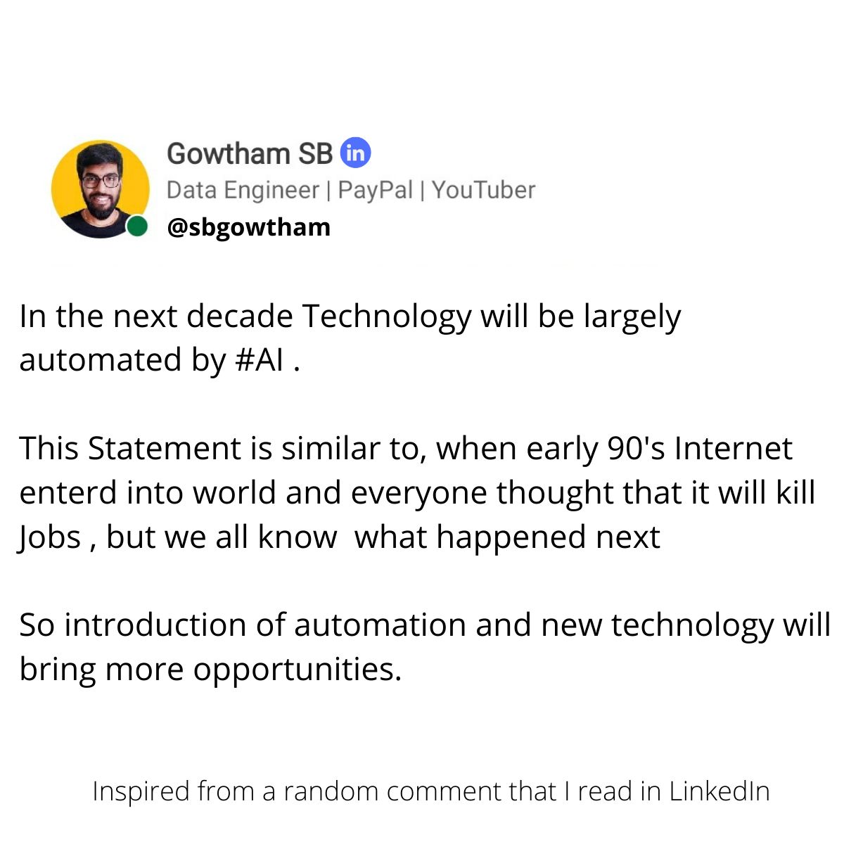 Gowtham SB on LinkedIn: #ai #jobs #automation #datascience #technology Gowtham SB on LinkedIn: #ai #jobs #automation #datascience #technology