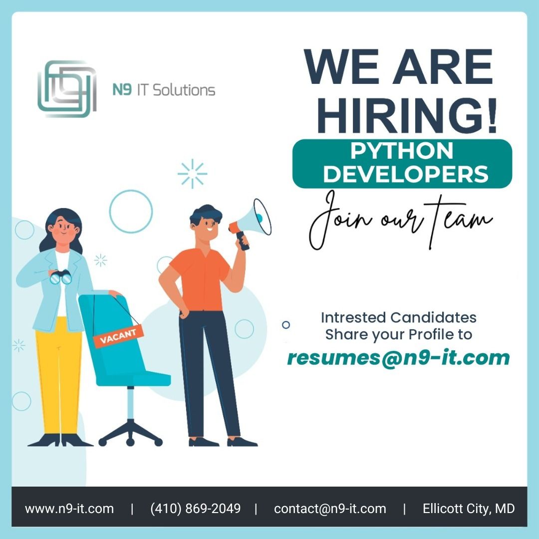N9 IT Solutions, Inc. on LinkedIn: #pythonprogramming #pythonjobs # ... N9 IT Solutions, Inc. on LinkedIn: #pythonprogramming #pythonjobs # ...