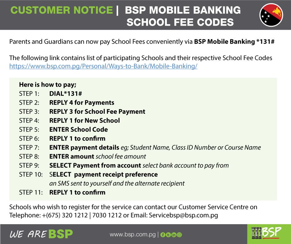 BSP Financial Group Limited on LinkedIn: BSP PNG| Pay School Fees via ... BSP Financial Group Limited on LinkedIn: BSP PNG| Pay School Fees via ...
