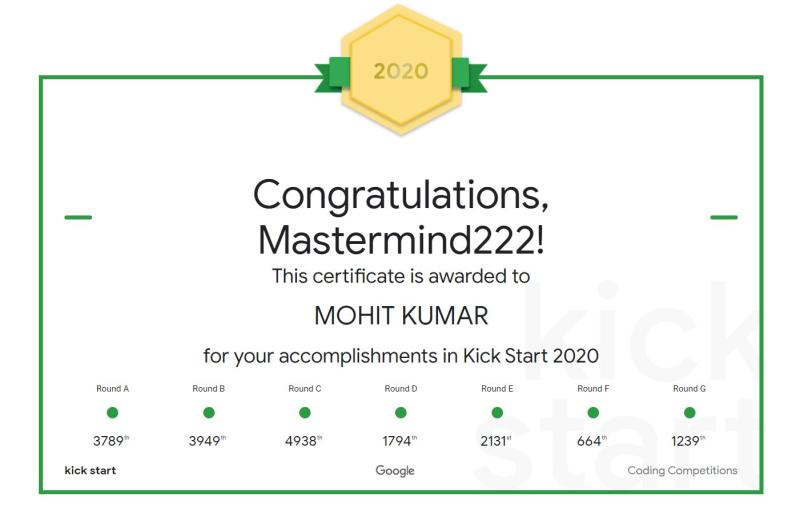 Mohit Kumar on LinkedIn: #googlekickstart2020 #competitiveprogramming # ... Mohit Kumar on LinkedIn: #googlekickstart2020 #competitiveprogramming # ...