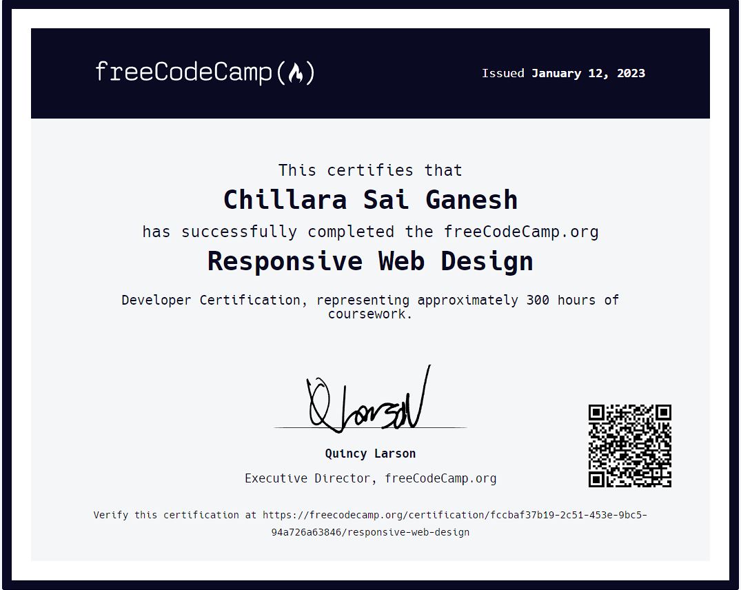 Sai Ganesh Chillara on LinkedIn: #responsivewebdesign #freecodecamp Sai Ganesh Chillara on LinkedIn: #responsivewebdesign #freecodecamp