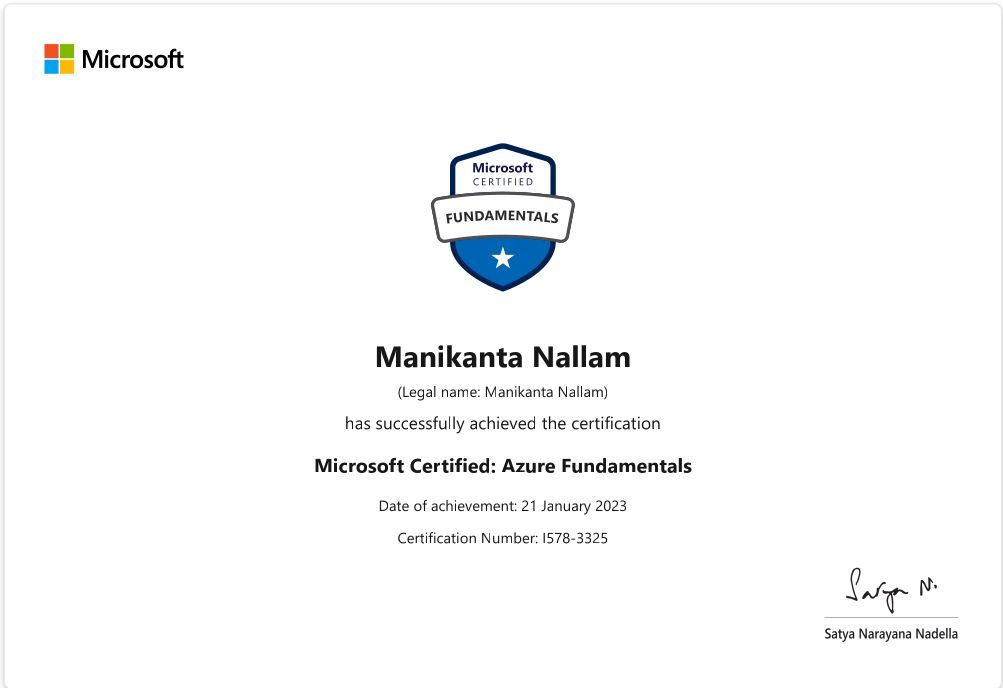 Manikanta Nallam on LinkedIn: #azure #micorsoft #tcs Manikanta Nallam on LinkedIn: #azure #micorsoft #tcs