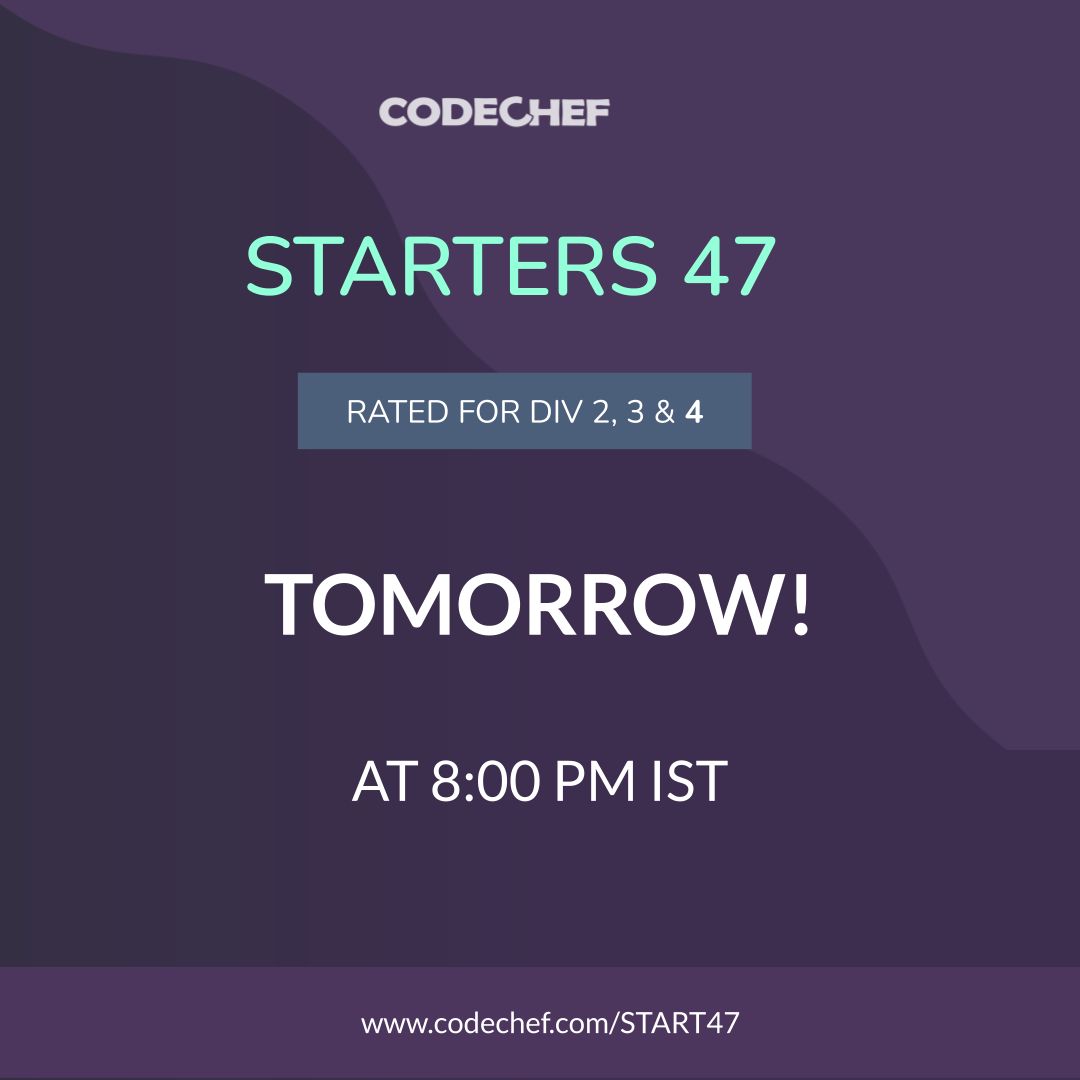 CodeChef on LinkedIn: #codechef #starters #codingisfun CodeChef on LinkedIn: #codechef #starters #codingisfun
