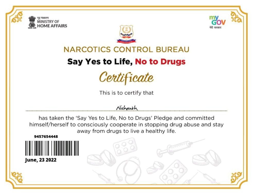 Nishanth K on LinkedIn: !!!...Yes to Life .... No to Drugs...!!! Nishanth K on LinkedIn: !!!...Yes to Life .... No to Drugs...!!!