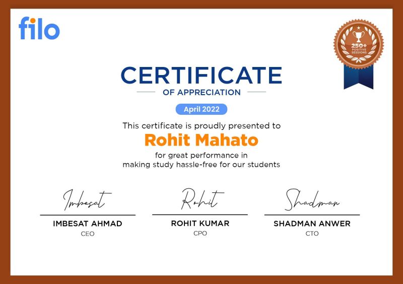 Rohit Mahato on LinkedIn: #opportunity #filo #students #thankyou Rohit Mahato on LinkedIn: #opportunity #filo #students #thankyou