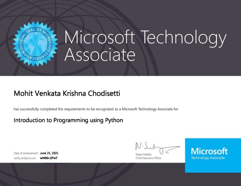Mohit Chodisetti on LinkedIn: #microsoft #python #programming #mta Mohit Chodisetti on LinkedIn: #microsoft #python #programming #mta