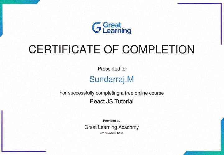 Sundar Raj on LinkedIn: #reactjs #certification #frontenddevelopment # ... Sundar Raj on LinkedIn: #reactjs #certification #frontenddevelopment # ...