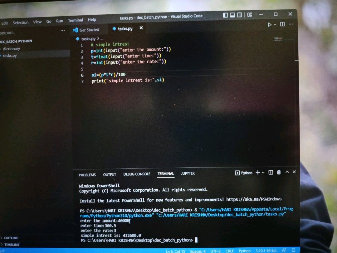 veera hari krishna Kommana on LinkedIn: @kiran Sagar @pythonlife Task:5 ... veera hari krishna Kommana on LinkedIn: @kiran Sagar @pythonlife Task:5 ...