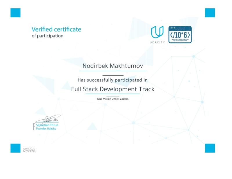 Nodirbek Makhtumov on LinkedIn: #onemillionuzbekcoders Nodirbek Makhtumov on LinkedIn: #onemillionuzbekcoders