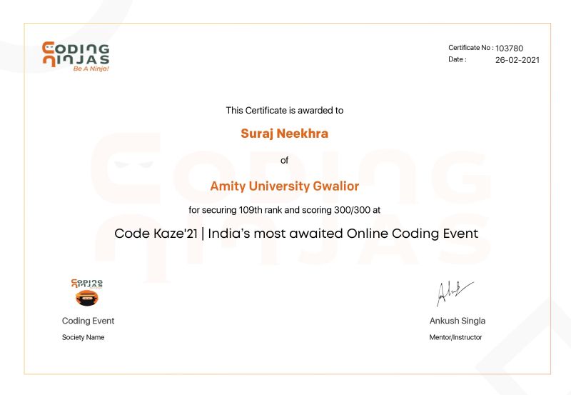 Suraj Neekhra on LinkedIn: #coding #event #codingninjas Suraj Neekhra on LinkedIn: #coding #event #codingninjas
