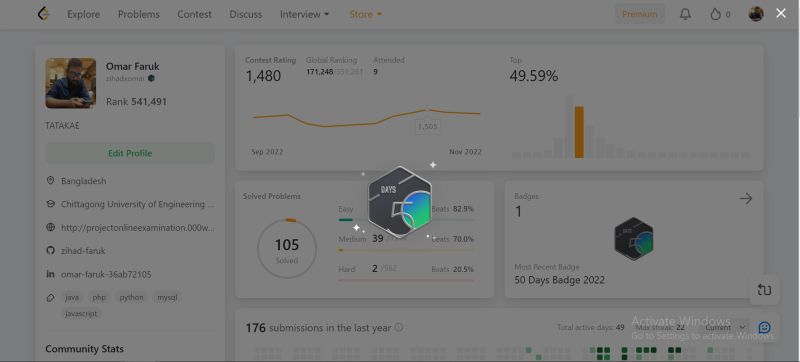 Omar Faruk on LinkedIn: Got 50 days Badge from leetcode. Omar Faruk on LinkedIn: Got 50 days Badge from leetcode.