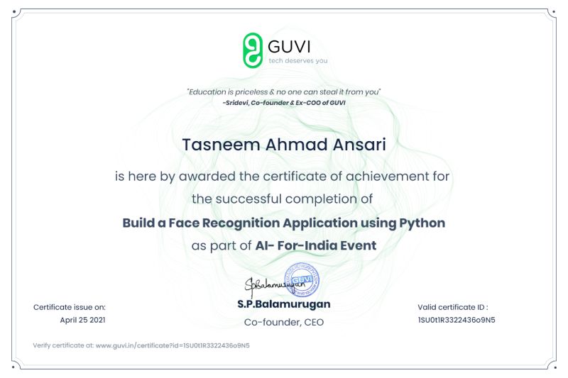 Tasneem Ahmad A. on LinkedIn: #guvi #python #aiforindia # ... Tasneem Ahmad A. on LinkedIn: #guvi #python #aiforindia # ...