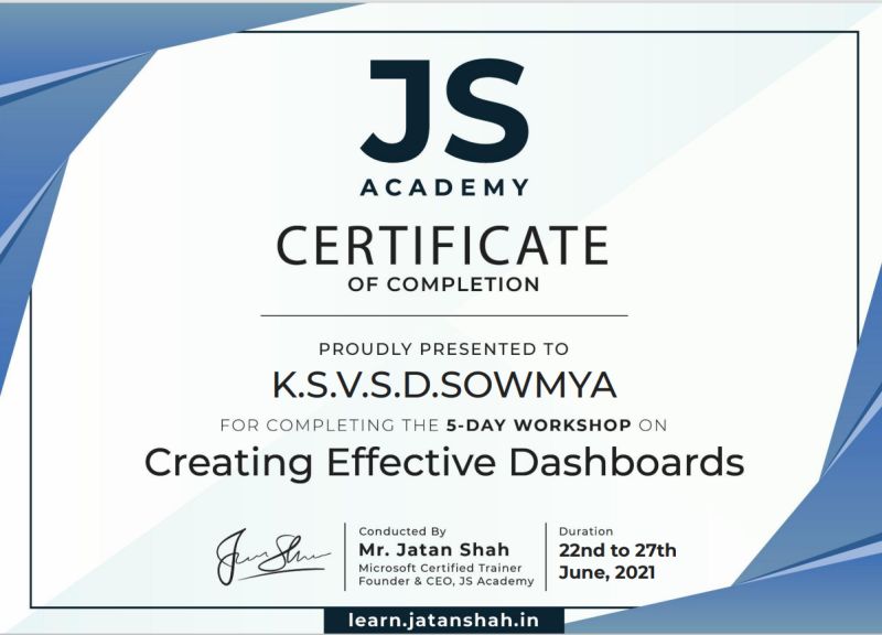K.S.V.S.D Sowmya on LinkedIn: #experience #dataanalytics #dashboards K.S.V.S.D Sowmya on LinkedIn: #experience #dataanalytics #dashboards