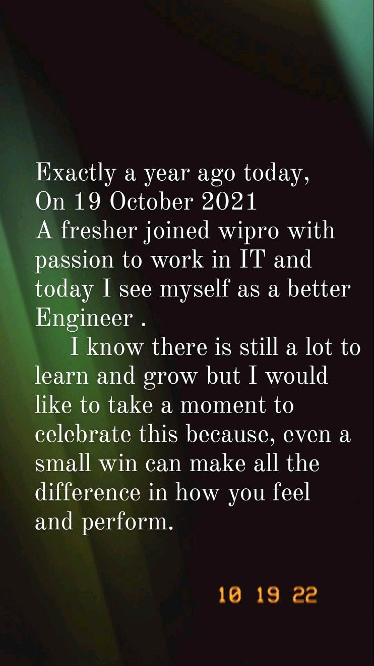 Pranoti Yadav on LinkedIn: #1yearwithwipro #wiproite Pranoti Yadav on LinkedIn: #1yearwithwipro #wiproite