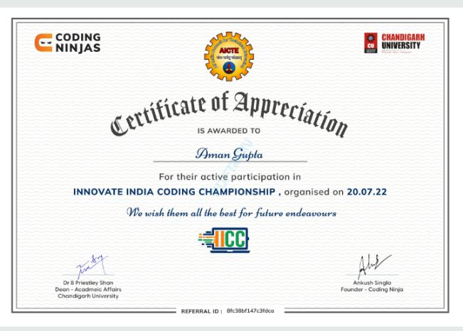 Aman Gupta on LinkedIn: #codingninjas #coding Aman Gupta on LinkedIn: #codingninjas #coding