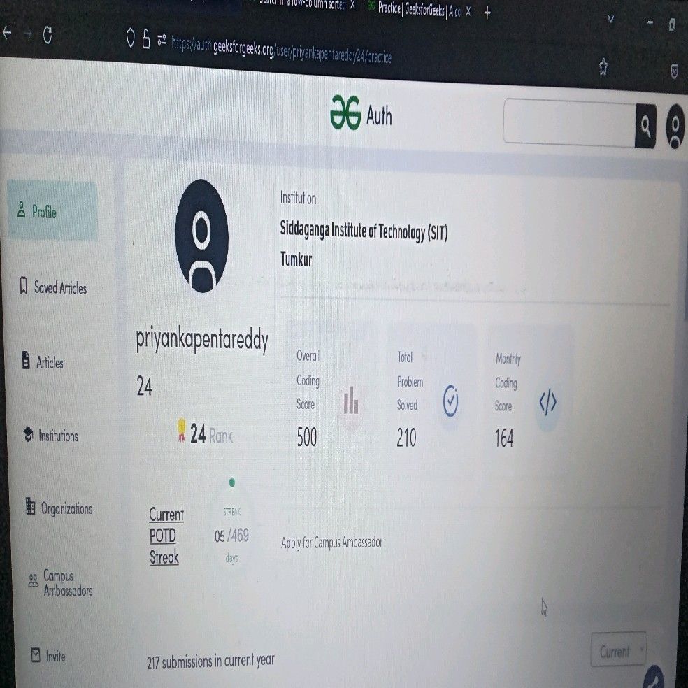 Priyanka Pentareddy on LinkedIn: Achieved a small milestone of 210 DSA ... Priyanka Pentareddy on LinkedIn: Achieved a small milestone of 210 DSA ...