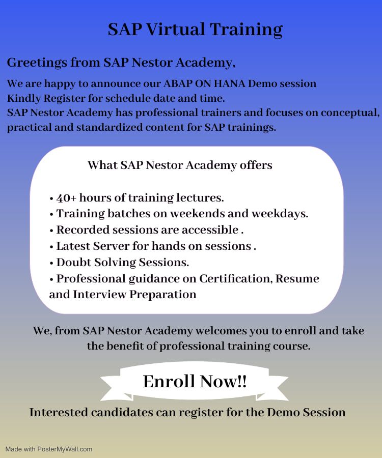 Sap Nestor on LinkedIn: #sap #sapcommunity #sapfiori #sapabap # ... Sap Nestor on LinkedIn: #sap #sapcommunity #sapfiori #sapabap # ...