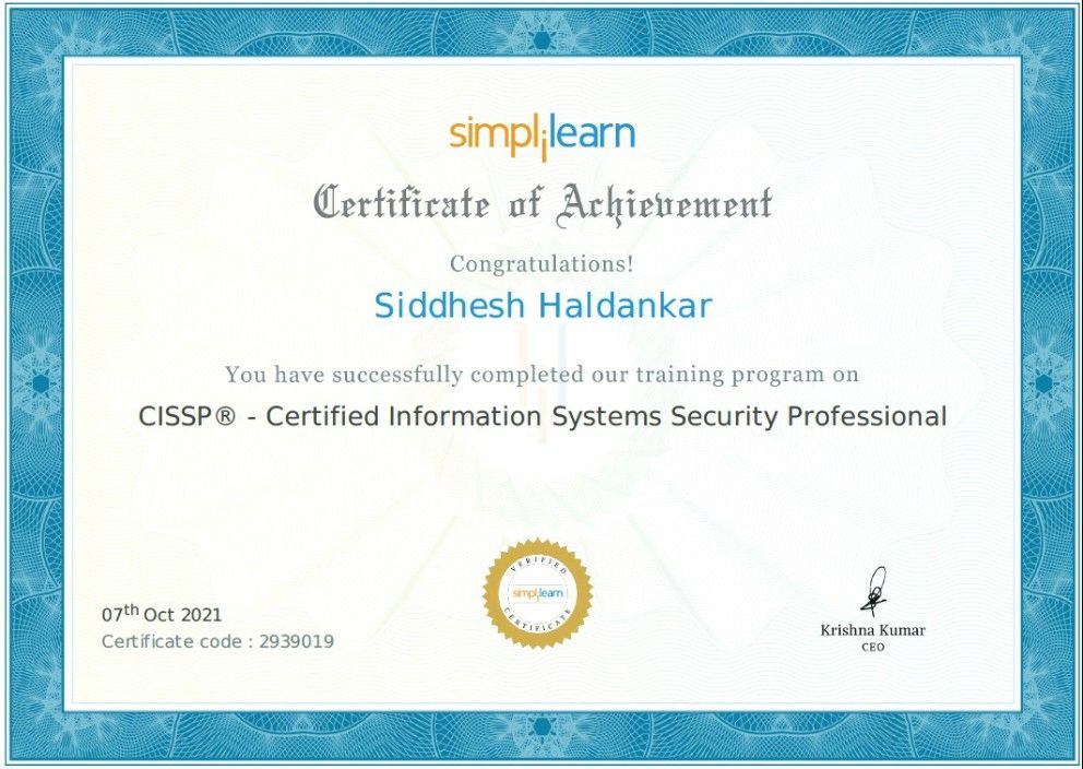 Siddhesh Haldankar on LinkedIn: Training completed.... Siddhesh Haldankar on LinkedIn: Training completed....