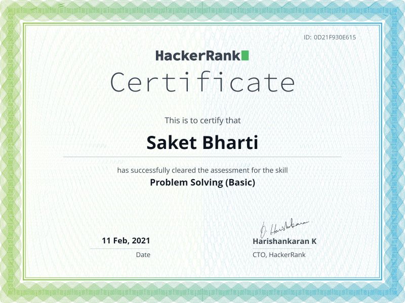 Saket Bharti on LinkedIn: #hackerrank #competitivecoding Saket Bharti on LinkedIn: #hackerrank #competitivecoding