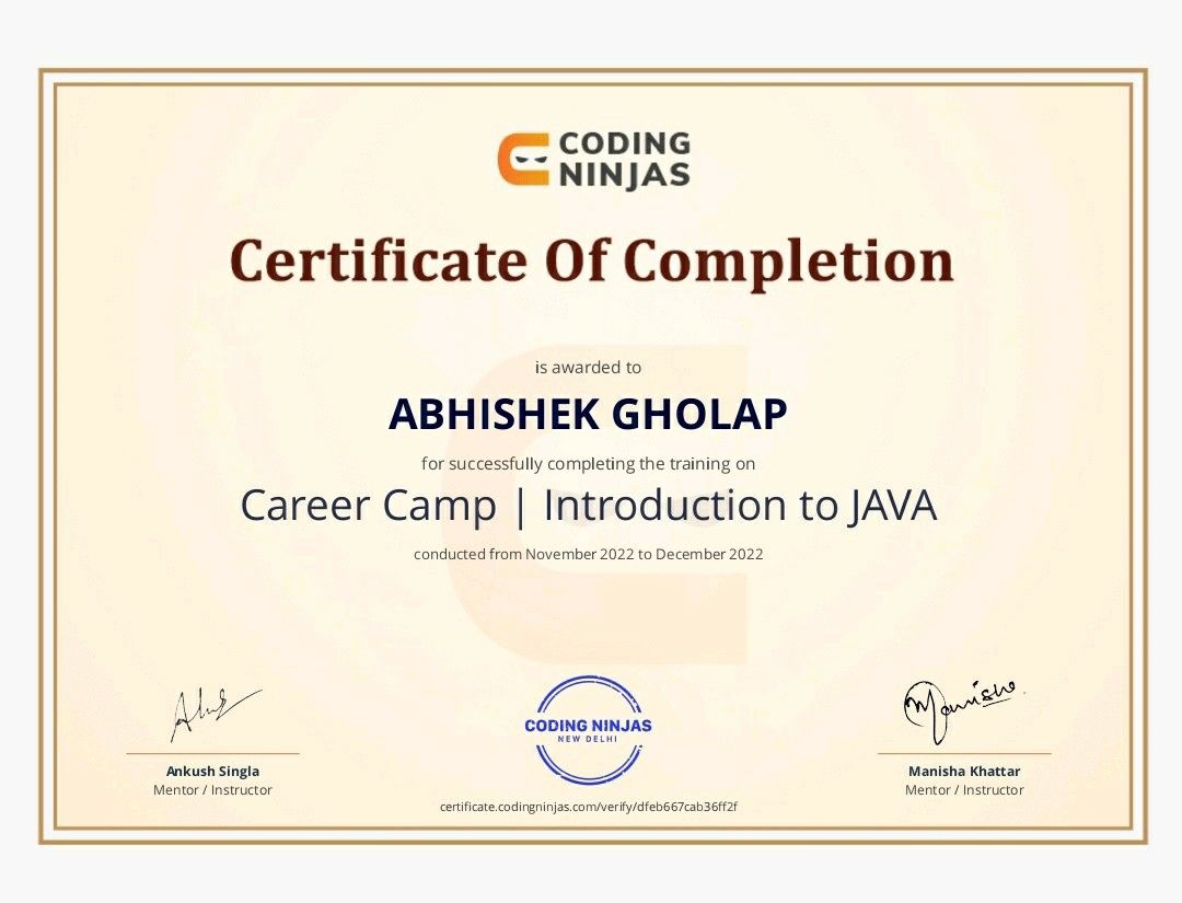 Abhishek G. on LinkedIn: #codingninjas #java Abhishek G. on LinkedIn: #codingninjas #java