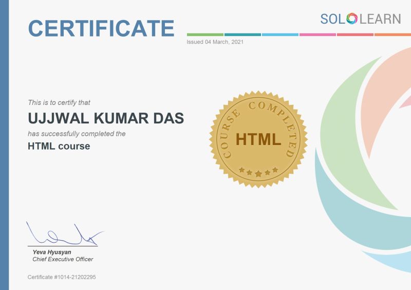 UJJWAL KUMAR DAS on LinkedIn: #education #learning #certificate #html # ... UJJWAL KUMAR DAS on LinkedIn: #education #learning #certificate #html # ...