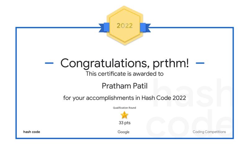 Pratham Patil on LinkedIn: #google #hashcode #hashcode2022 # ... Pratham Patil on LinkedIn: #google #hashcode #hashcode2022 # ...