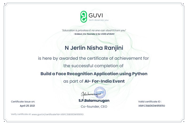 N. Jerlin nisha Ranjini on LinkedIn: #aiforindia #guvi #guinnessworldrecord N. Jerlin nisha Ranjini on LinkedIn: #aiforindia #guvi #guinnessworldrecord