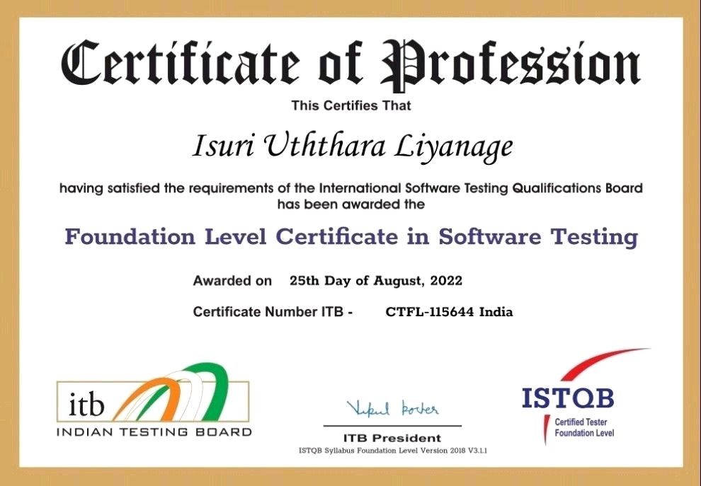 Isuri Liyanage on LinkedIn: #virtusa #istqbcertified #qatester Isuri Liyanage on LinkedIn: #virtusa #istqbcertified #qatester