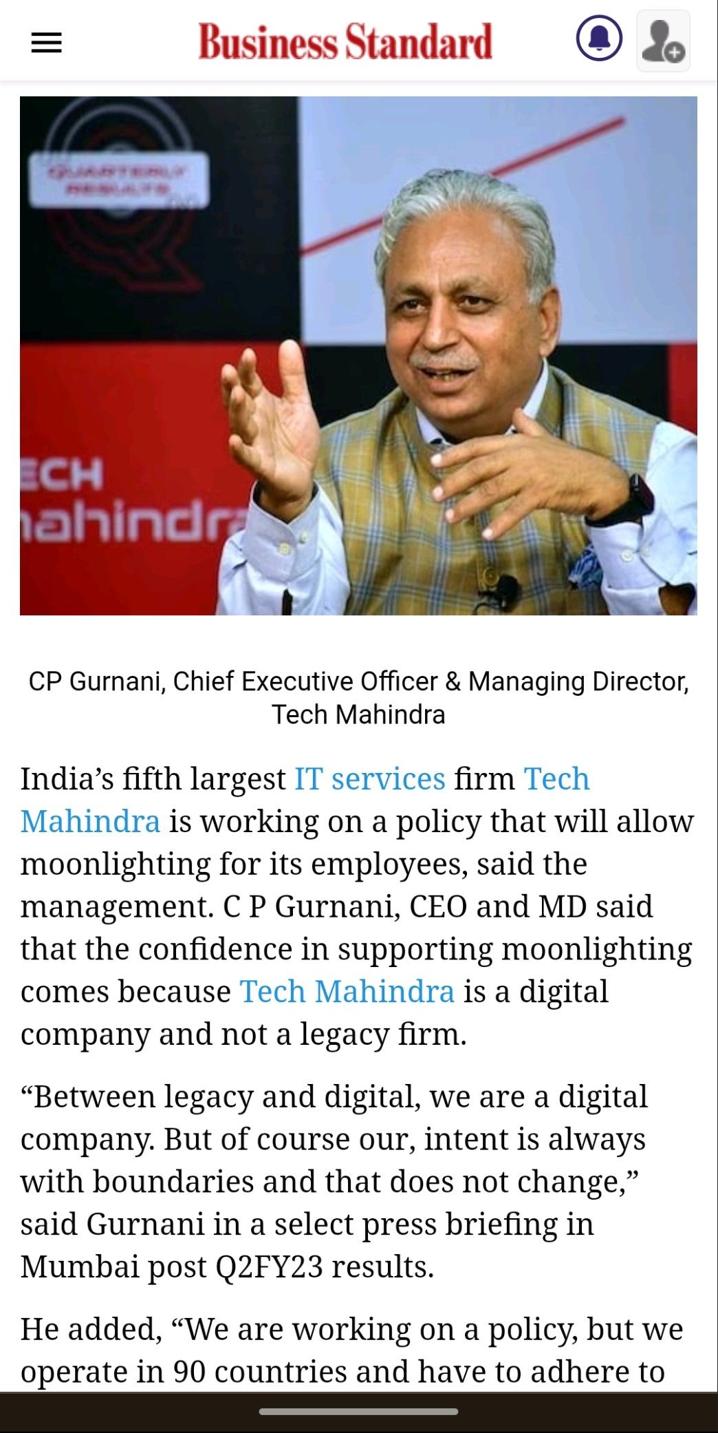 Thulasiram Saravanan on LinkedIn: #techmahindra #ceo #moonlighting #it ... Thulasiram Saravanan on LinkedIn: #techmahindra #ceo #moonlighting #it ...