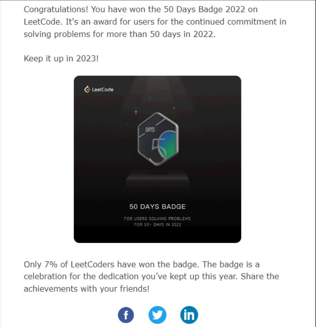 snehal gunjal on LinkedIn: Got this Leetcode 50 Days Badge - An award ... snehal gunjal on LinkedIn: Got this Leetcode 50 Days Badge - An award ...