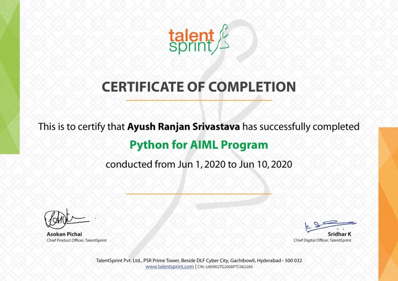 Ayush Ranjan Srivastava on LinkedIn: #talentsprint #python #ai #ml # ... Ayush Ranjan Srivastava on LinkedIn: #talentsprint #python #ai #ml # ...