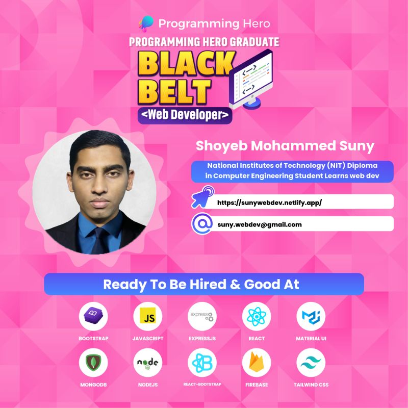 Shoyeb Mohammed Suny on LinkedIn: Web Developer Black Belt By ... Shoyeb Mohammed Suny on LinkedIn: Web Developer Black Belt By ...