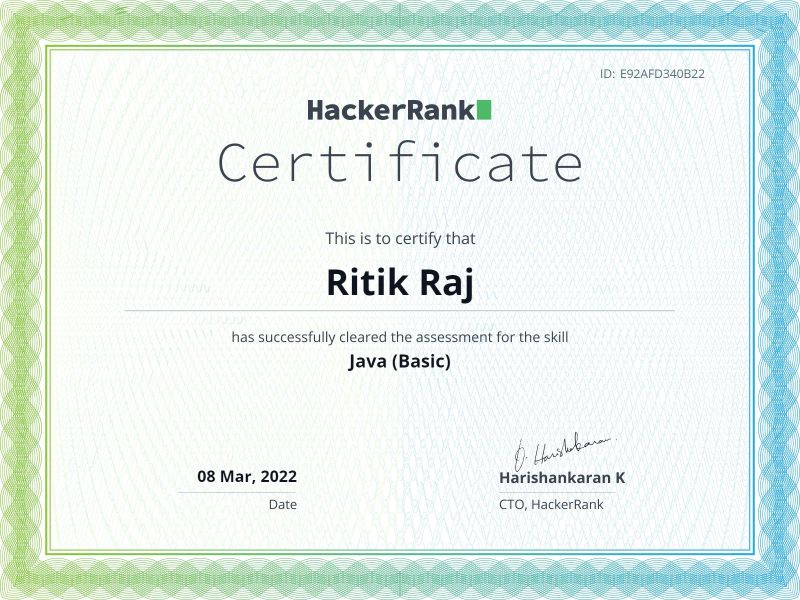 Ritik raj on LinkedIn: #hackerrank #java #programminglife Ritik raj on LinkedIn: #hackerrank #java #programminglife