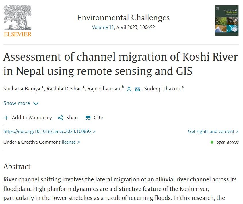 Raju Chauhan on LinkedIn: Our new paper on Koshi Channel Shifting. Raju Chauhan on LinkedIn: Our new paper on Koshi Channel Shifting.