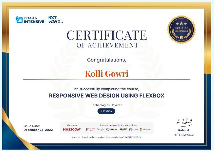 Gowri Kolli on LinkedIn: #flexbox #nxtwave #rahulattuluri #codding Gowri Kolli on LinkedIn: #flexbox #nxtwave #rahulattuluri #codding
