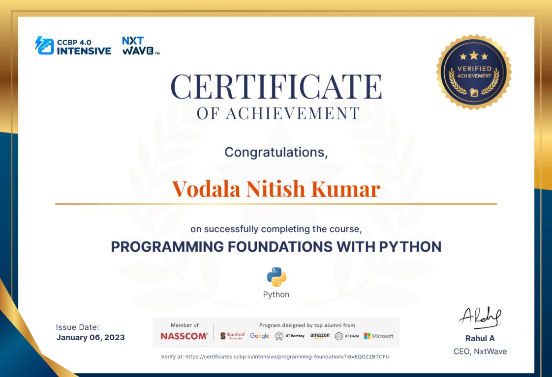 Nitish kumar on LinkedIn: #ccbp #nxtwave #coding Nitish kumar on LinkedIn: #ccbp #nxtwave #coding