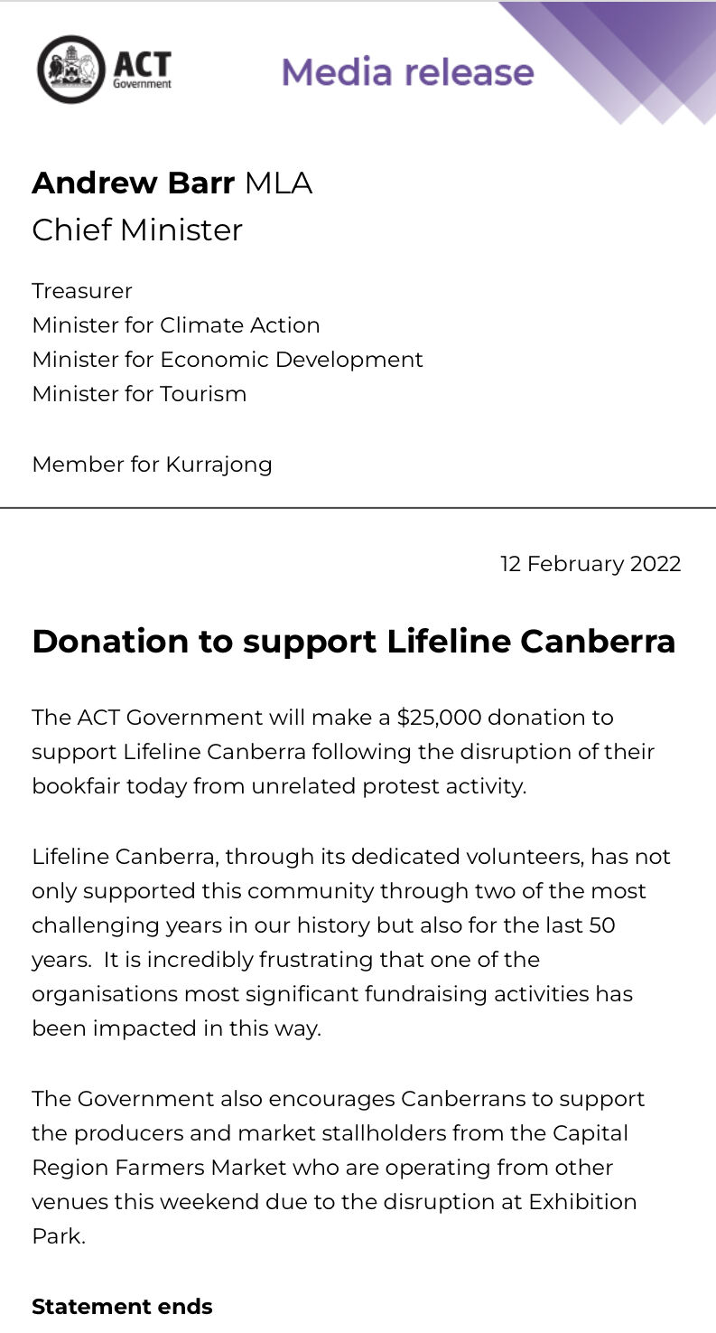 Andrew Barr on LinkedIn: Donations to Lifeline Canberra can be made ... Andrew Barr on LinkedIn: Donations to Lifeline Canberra can be made ...