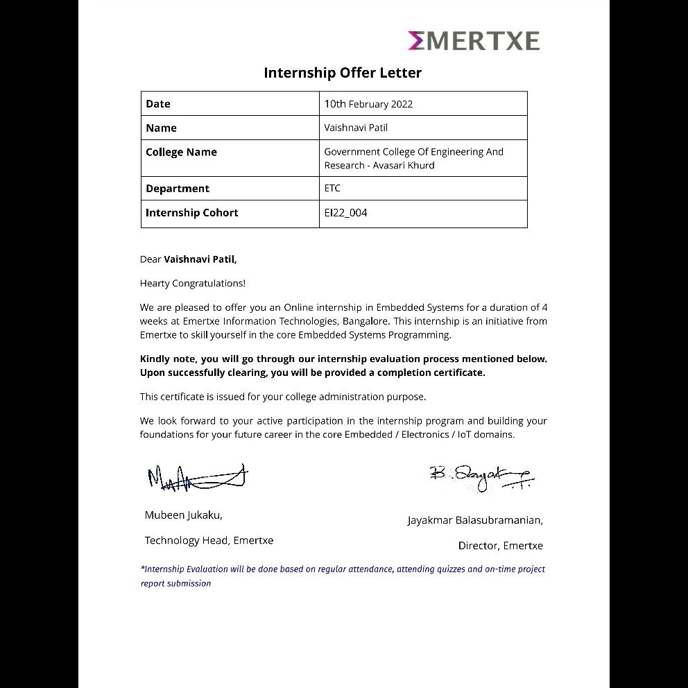 Vaishnavi Patil on LinkedIn: #programming #internship #emertxe Vaishnavi Patil on LinkedIn: #programming #internship #emertxe