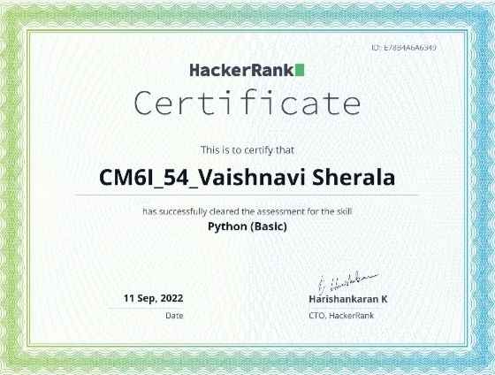 Vaishnavi Sherala on LinkedIn: #hackerrank #python Vaishnavi Sherala on LinkedIn: #hackerrank #python