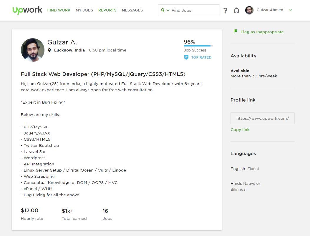 Gulzar Ahmed on LinkedIn: #upwork #webdevelopment #php #india #webdesign Gulzar Ahmed on LinkedIn: #upwork #webdevelopment #php #india #webdesign