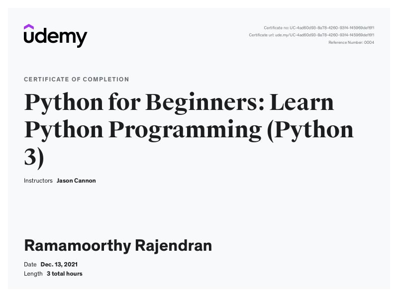 RAMAMOORTHY RAJENDRAN on LinkedIn: #python #programming #python3 RAMAMOORTHY RAJENDRAN on LinkedIn: #python #programming #python3