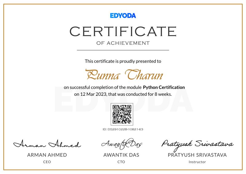 PUNNA THARUN on LinkedIn: #python #datascientist #edyoda #digital #thankyou PUNNA THARUN on LinkedIn: #python #datascientist #edyoda #digital #thankyou
