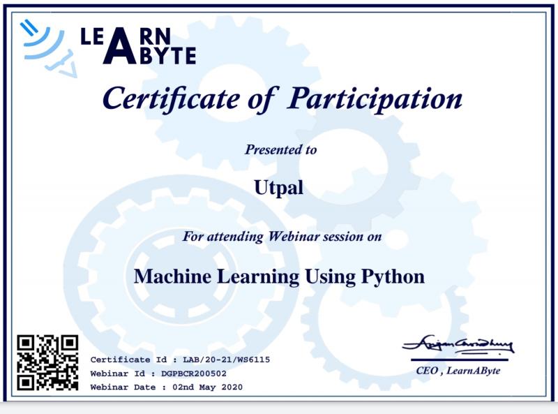 Utpal . on LinkedIn: #machinelearning #ml #python #quarantinelearning # ... Utpal . on LinkedIn: #machinelearning #ml #python #quarantinelearning # ...